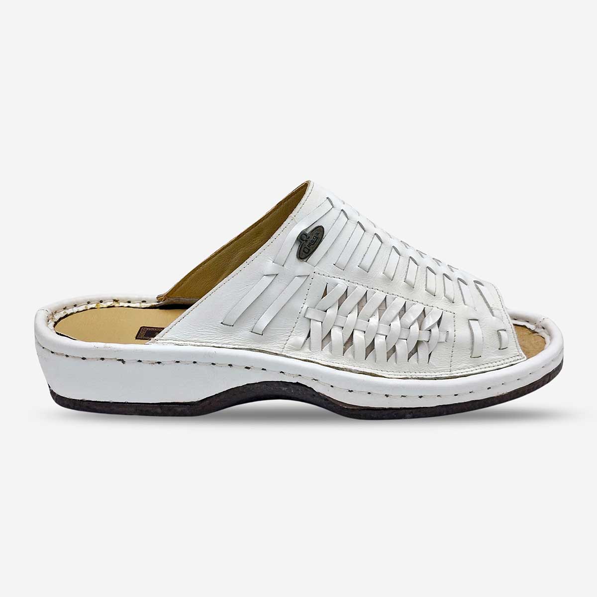 White Push In Sandals | Omega Shoes | LRS Online | Leather
